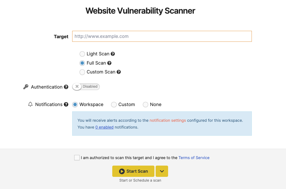 How to configure the Website Scanner